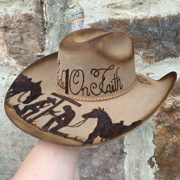 Justin Boots | Accessories | New Justin We Ride On Faith Hand Burned ...